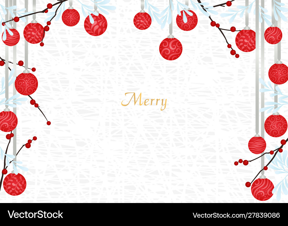 Christmas ball decoration with red berry frame Vector Image