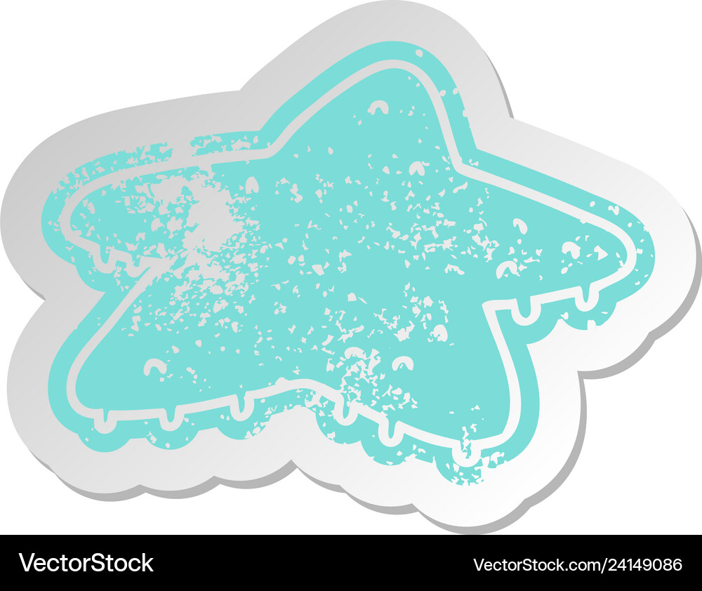 Distressed old sticker of a star fish Royalty Free Vector
