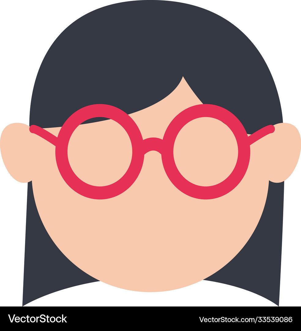 Girl head with glasses flat style icon Royalty Free Vector