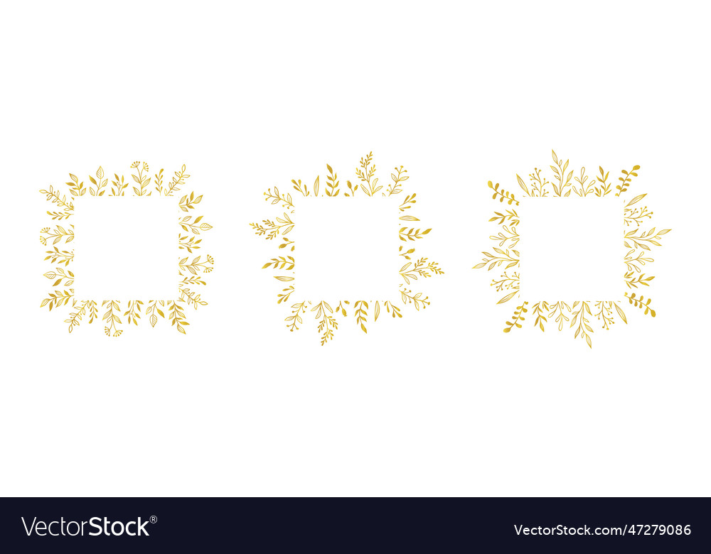 Gold floral square border set golden Royalty Free Vector Gold floral square border set golden Royalty Free Vector