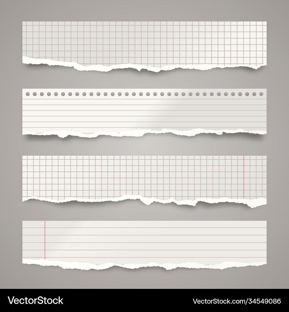 Ripped paper strips realistic crumpled paper Vector Image