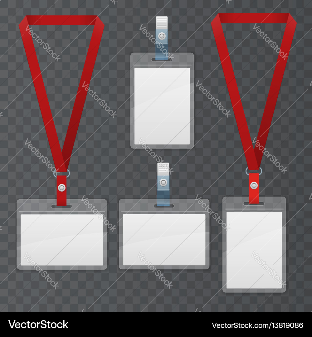 Set of lanyard and badge template plastic Vector Image