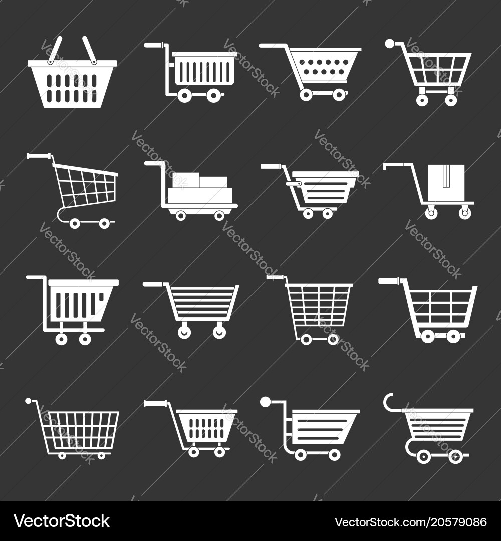 Shopping cart icons set grey Royalty Free Vector Image