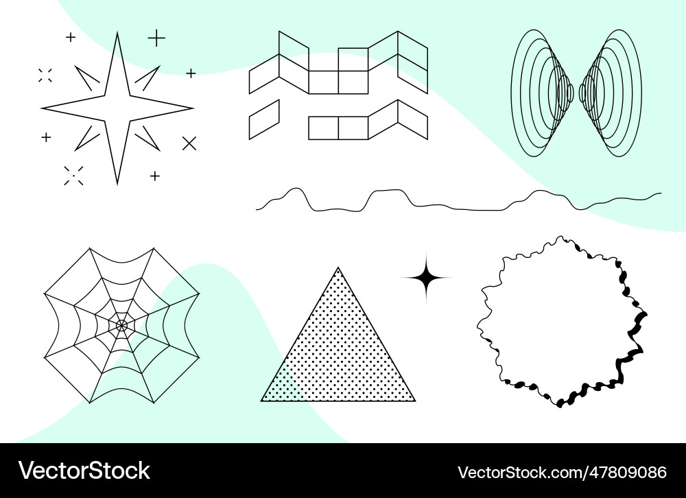 Universal trendy y2k abstract geometric shapes Vector Image