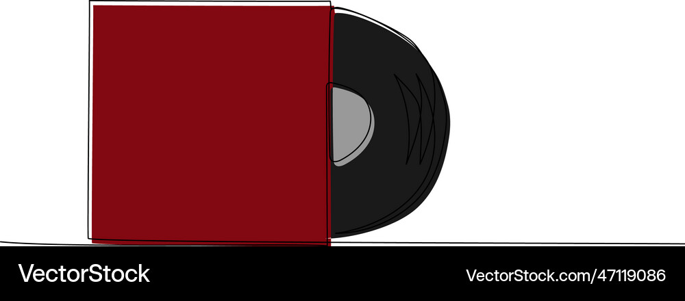 Vinyl audio record one line color art continuous Vector Image