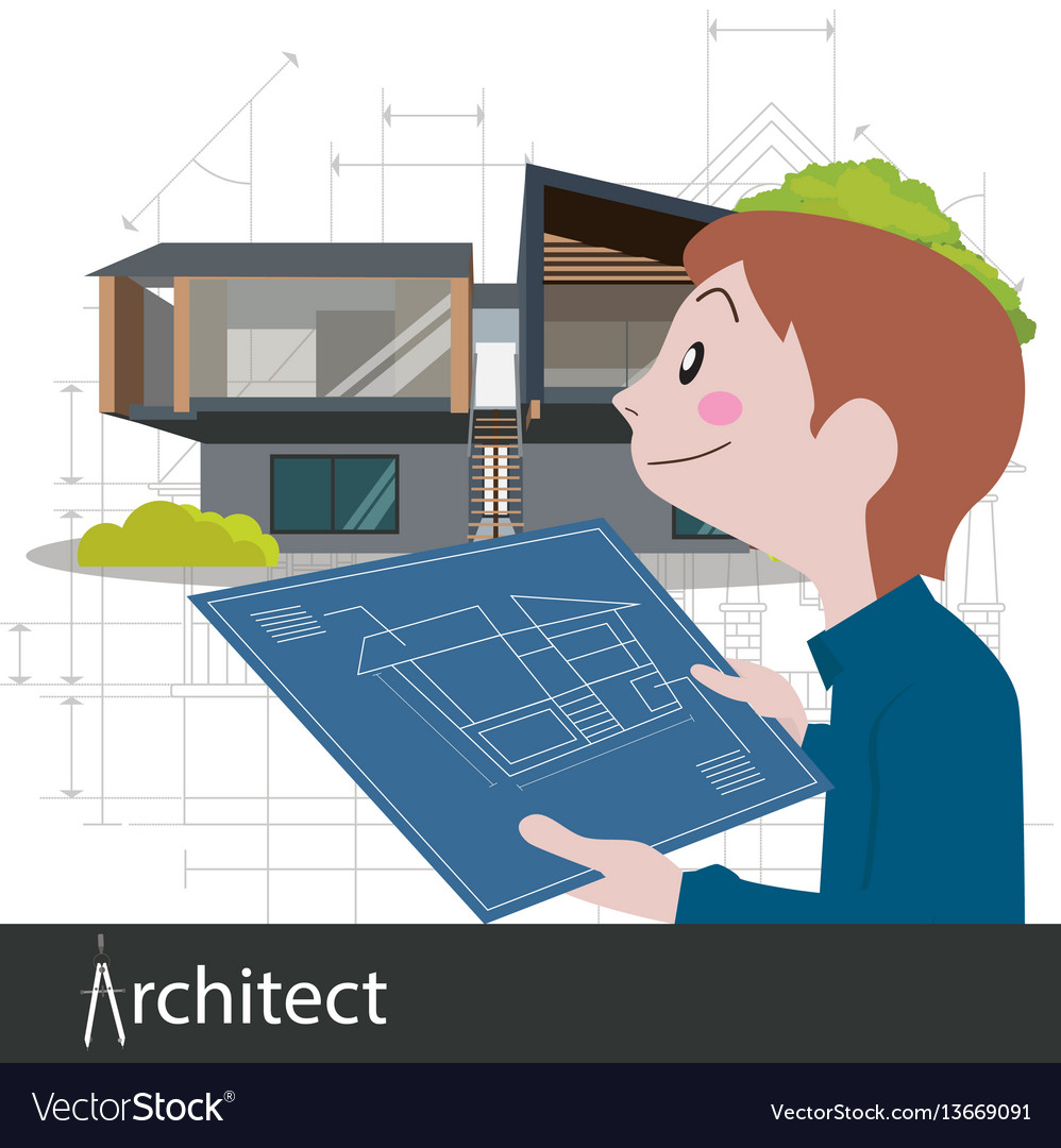 Architect work project Royalty Free Vector Image