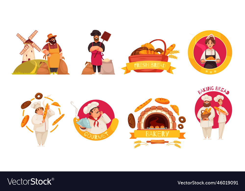 Baker flat compositions Royalty Free Vector Image