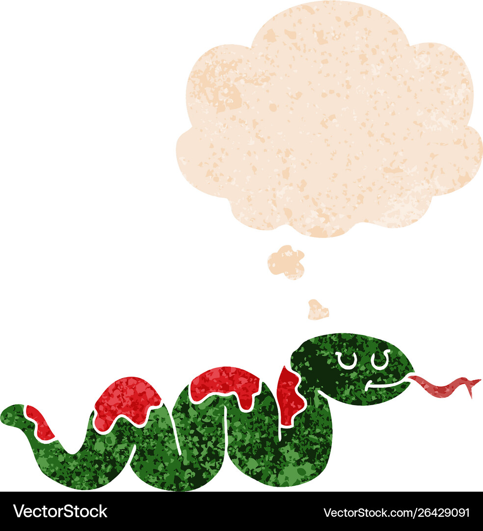 Cartoon snake and thought bubble in retro Vector Image
