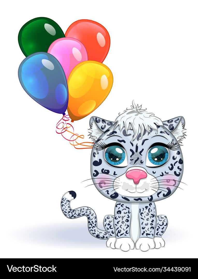 Cartoon snow leopard with expressive eyes wild Vector Image