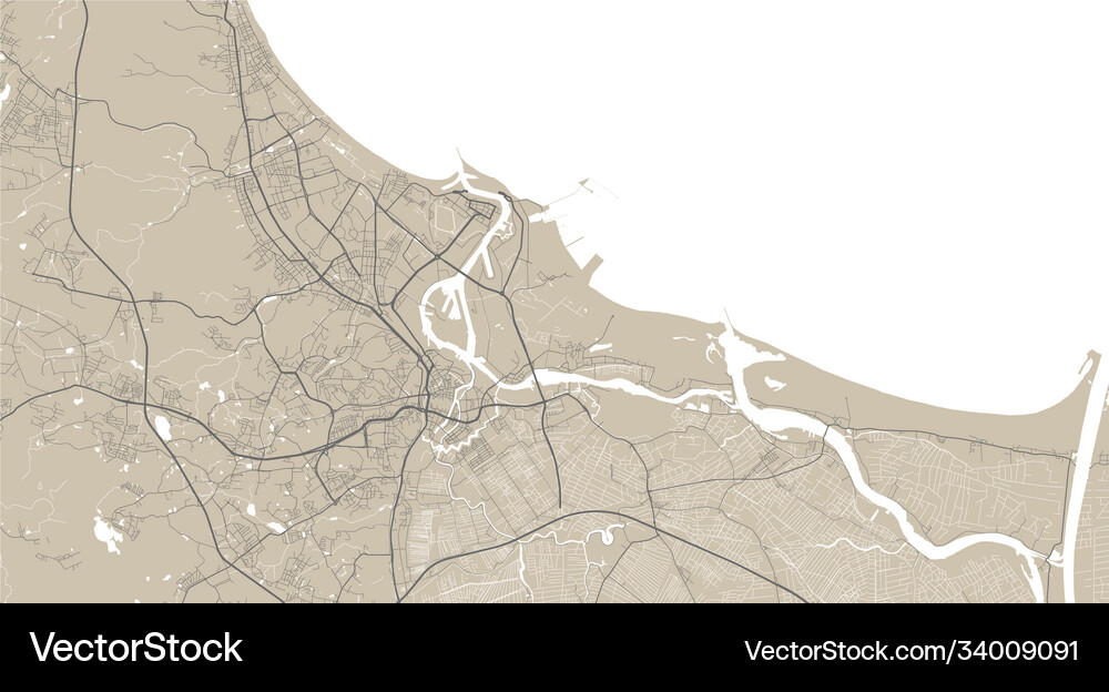 Detailed map gdansk city linear print Royalty Free Vector
