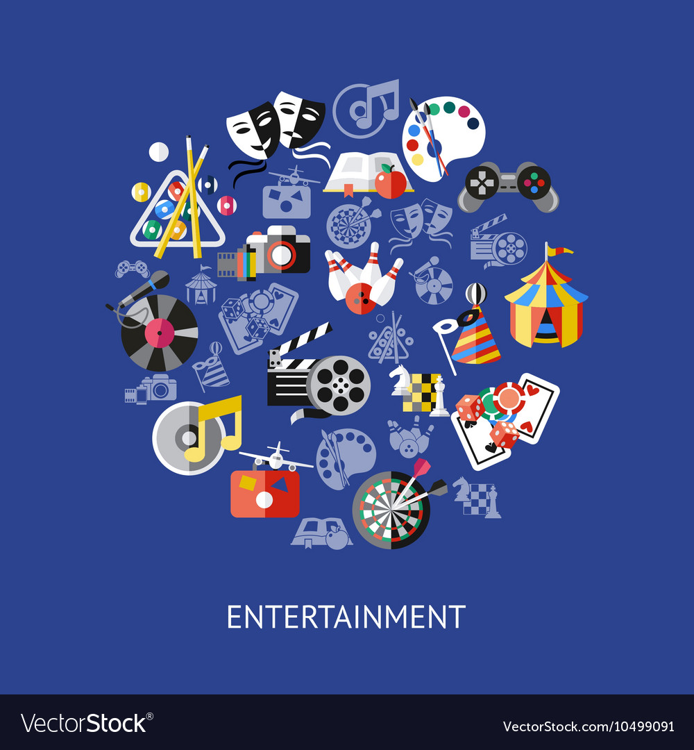 Entertainment round composition Royalty Free Vector Image