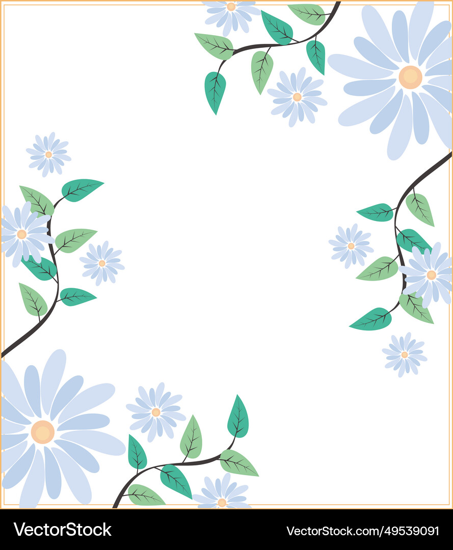 Floral frame with blue flowers Royalty Free Vector Image