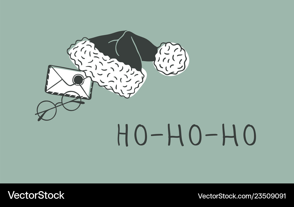 Hand drawn christmas hat letter and santas Vector Image