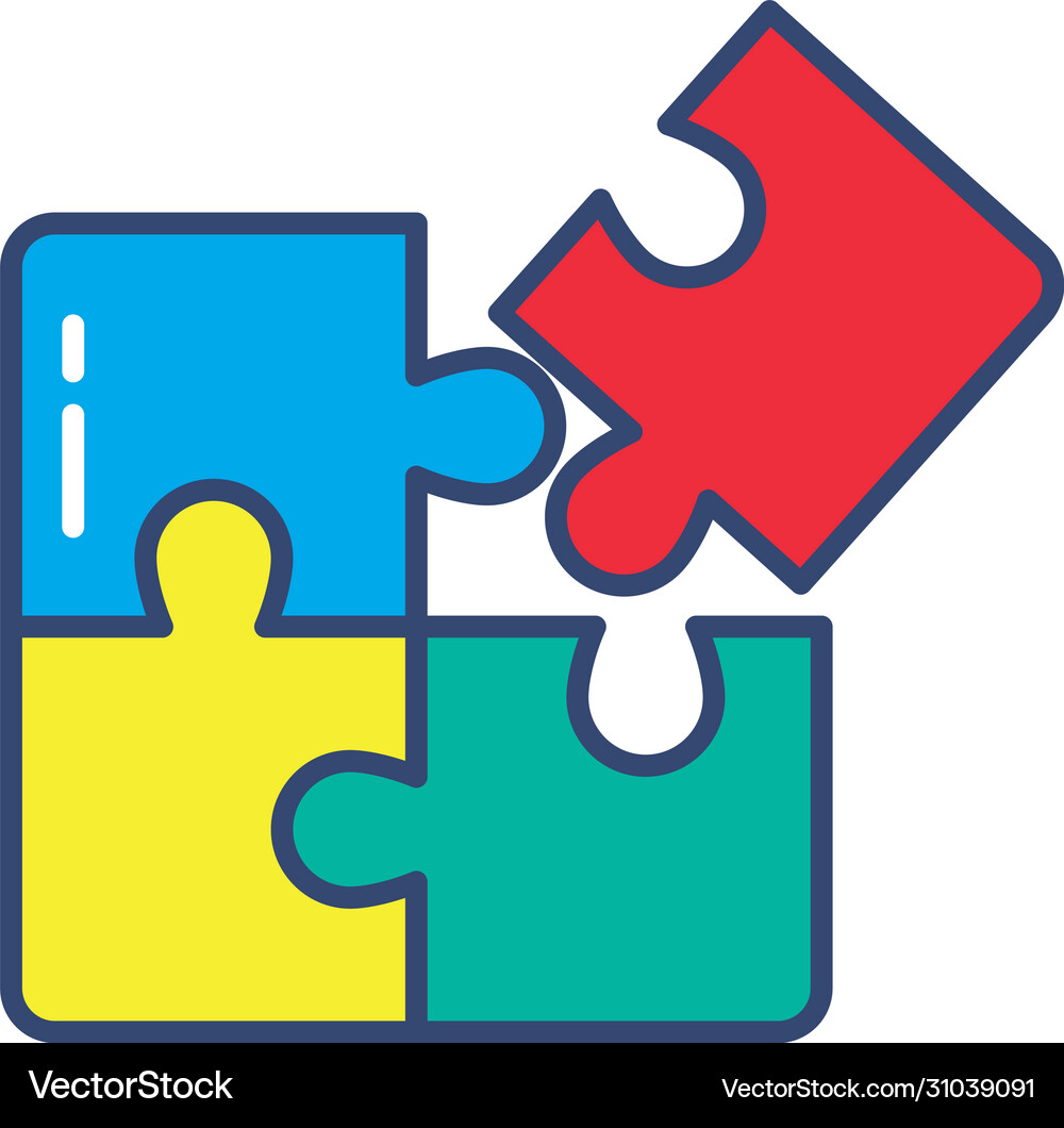 Jigsaw puzzles icon line and fill style Royalty Free Vector