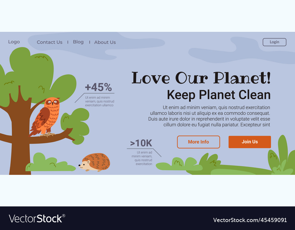 Love our planet keep it clean website page Vector Image