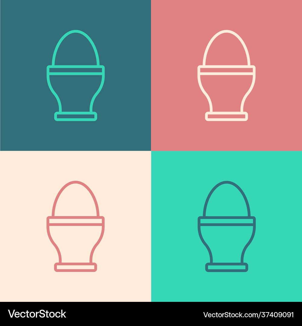 Pop art line chicken egg on a stand icon isolated Vector Image