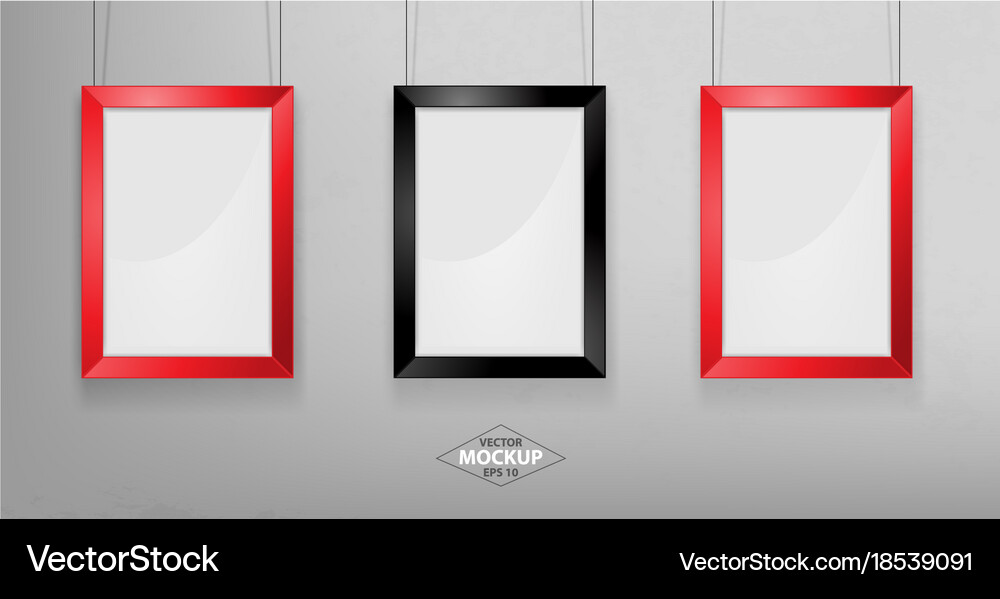Red and black photo frame mockup Royalty Free Vector Image