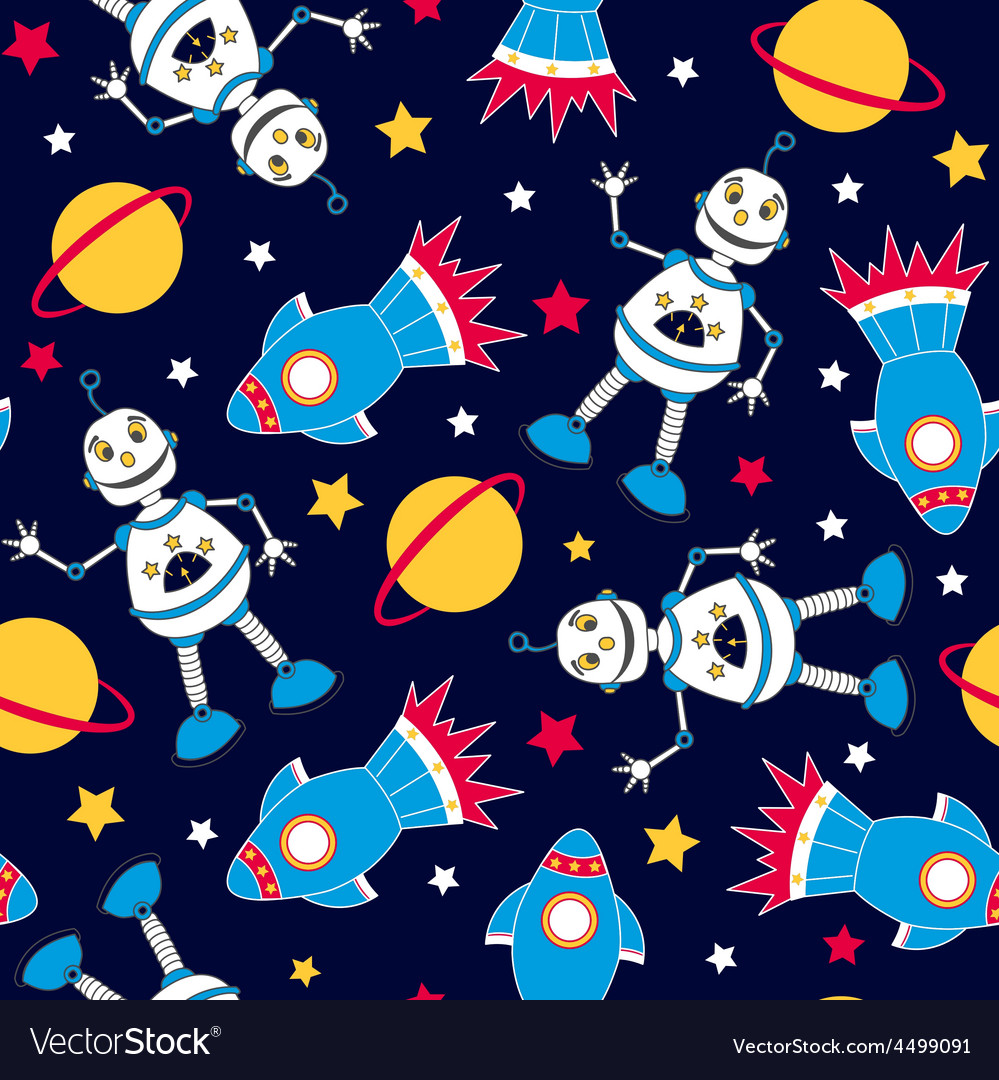 Rocket and robots Royalty Free Vector Image - VectorStock