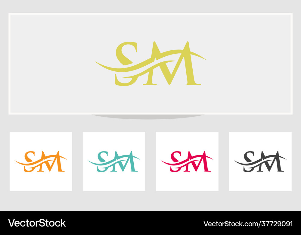 Sm logo design swoosh letter Royalty Free Vector Image