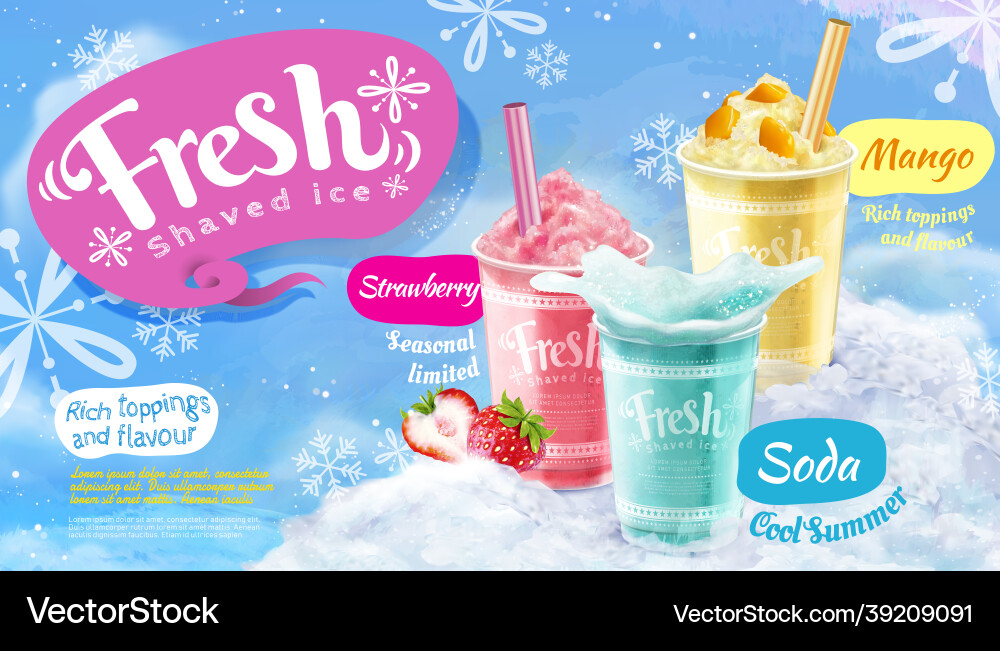Summer frozen ice shaved poster Royalty Free Vector Image
