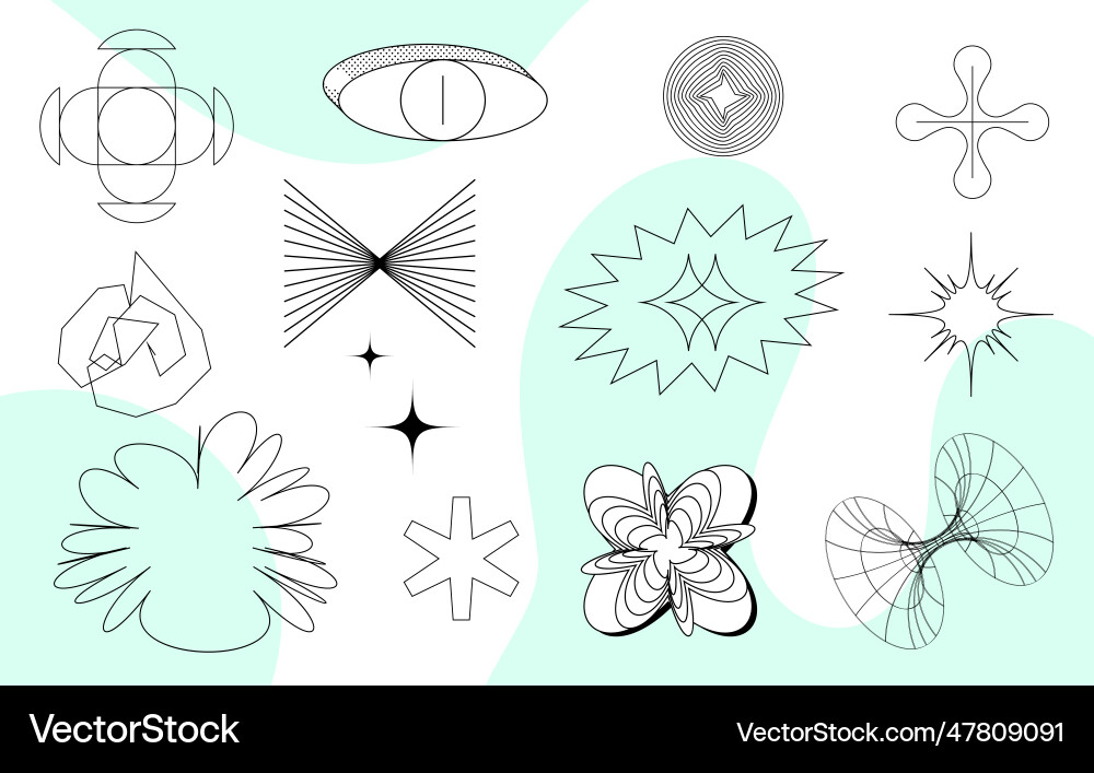Universal trendy y2k abstract geometric shapes Vector Image