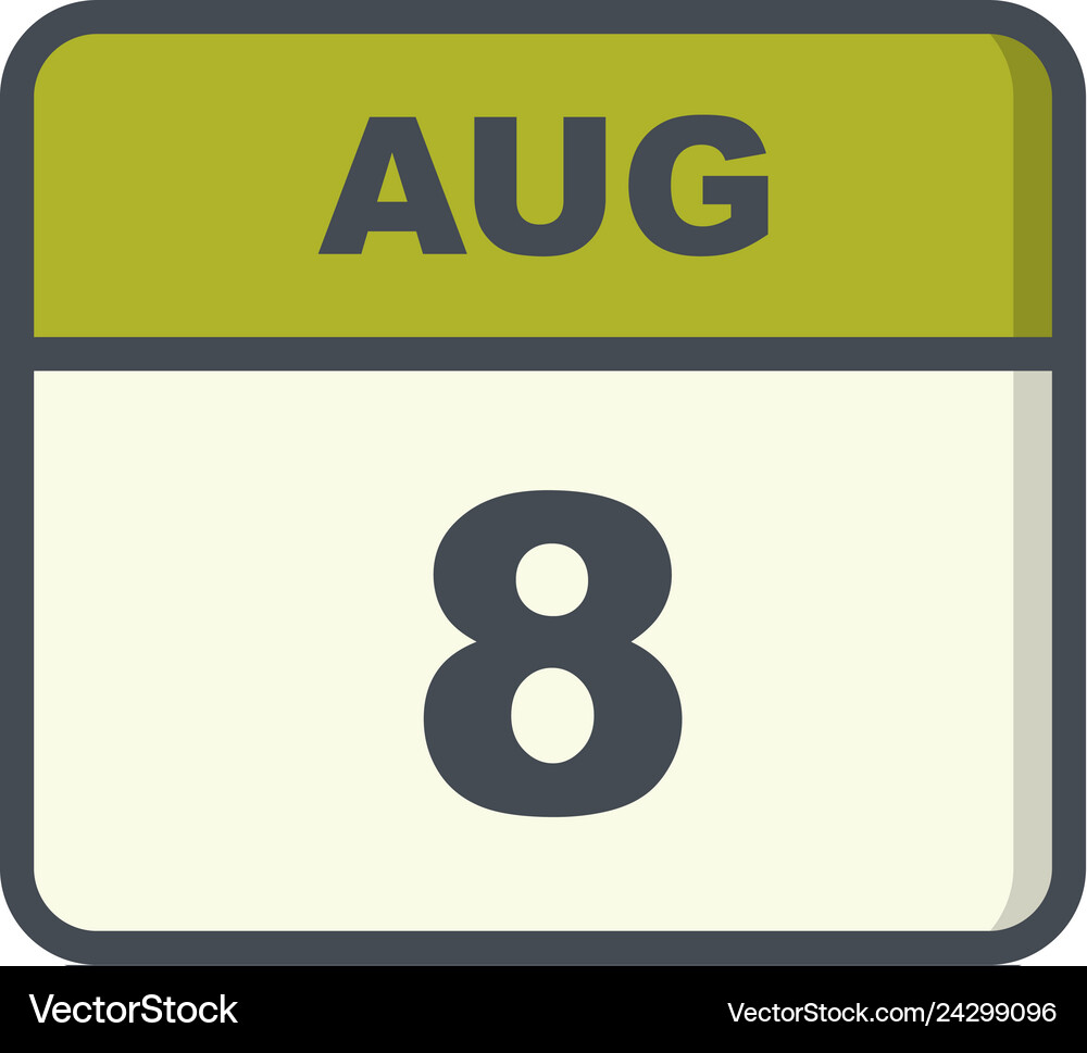 August 8th date on a single day calendar Vector Image