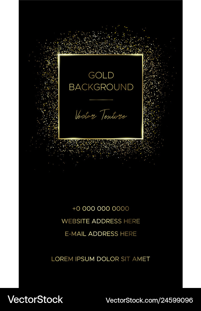 Card template with square frame of gold particles Vector Image