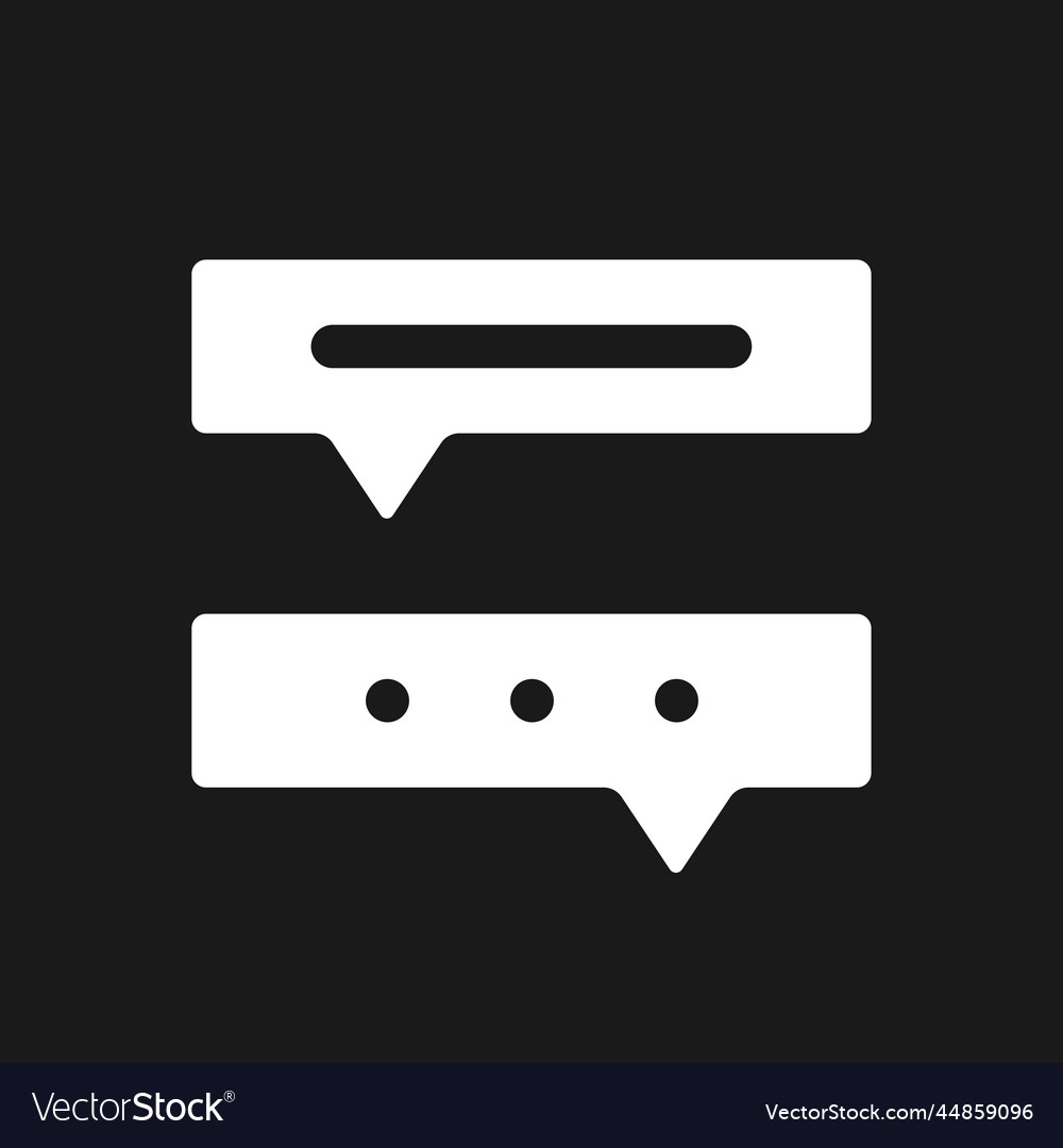 Communication with chat bot dark mode glyph ui Vector Image