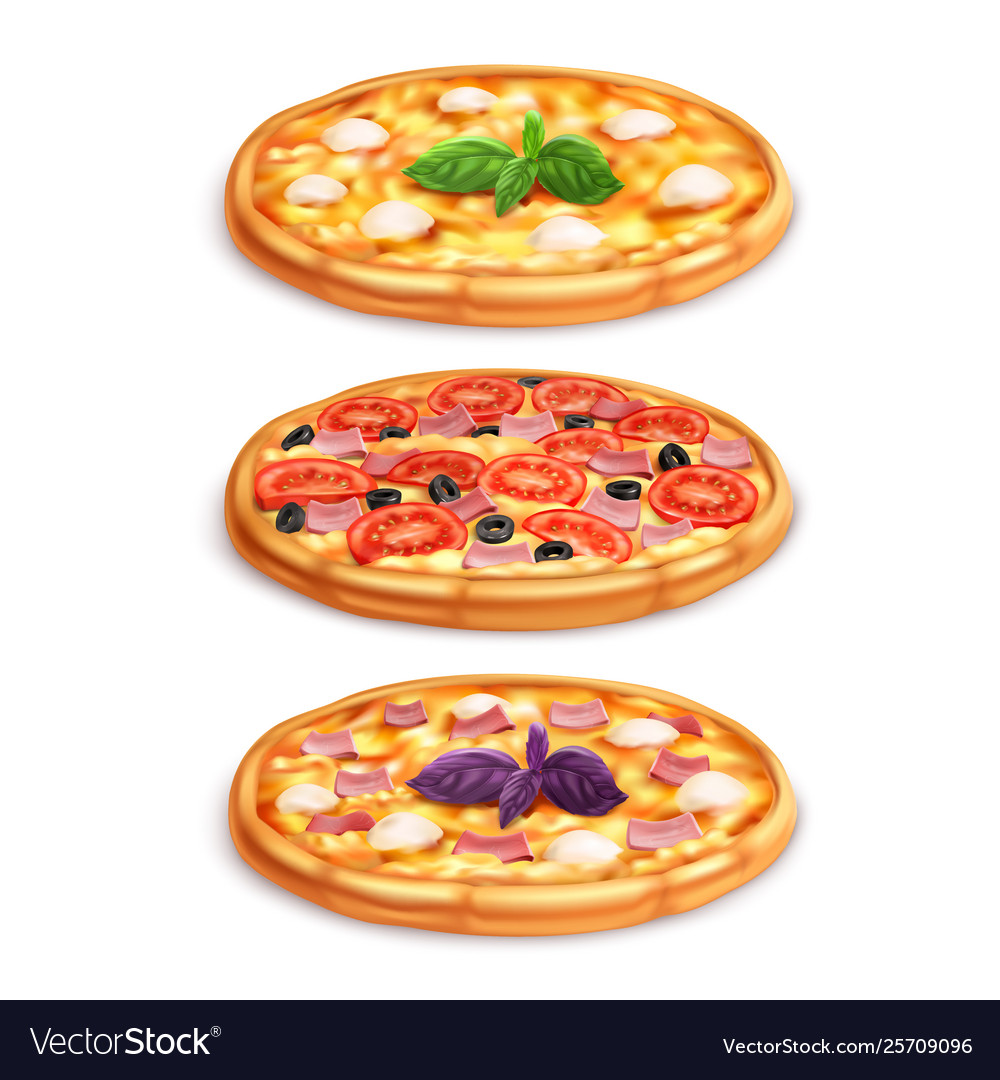 Different pizza set Royalty Free Vector Image - VectorStock
