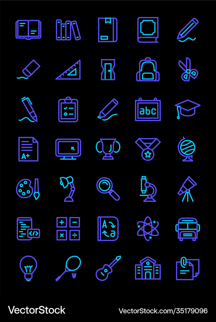 Education icon set blue line black modern color Vector Image
