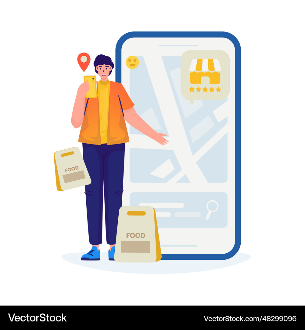 Food store online location Royalty Free Vector Image