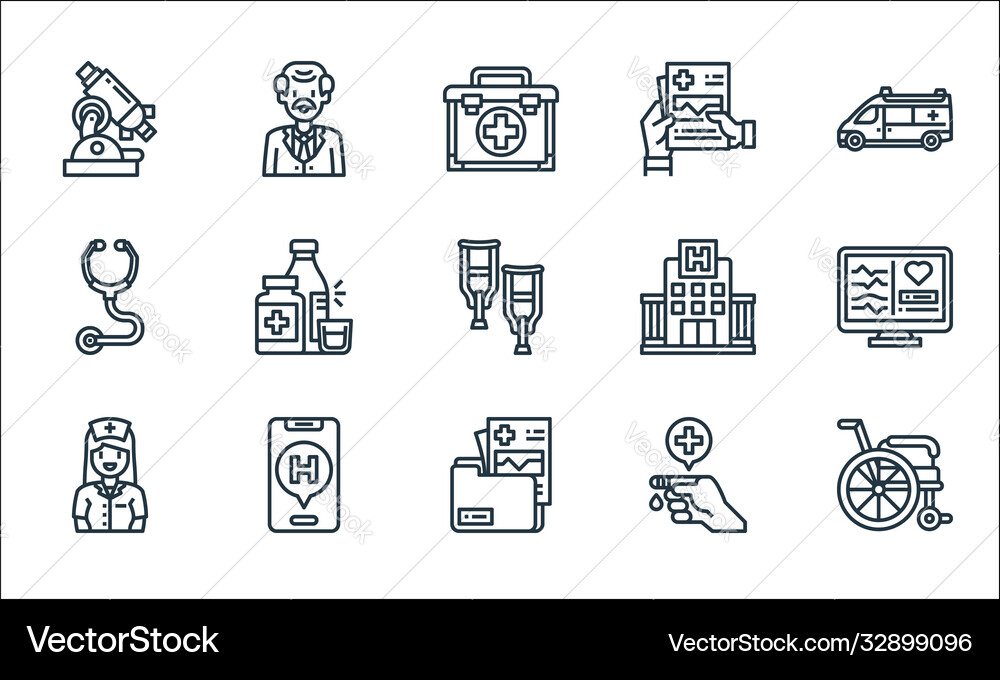 Hospital line icons linear set quality line set Vector Image