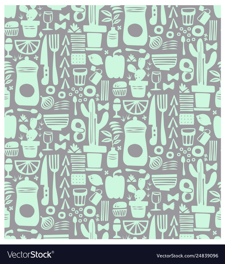 Kitchen pattern flat Royalty Free Vector Image