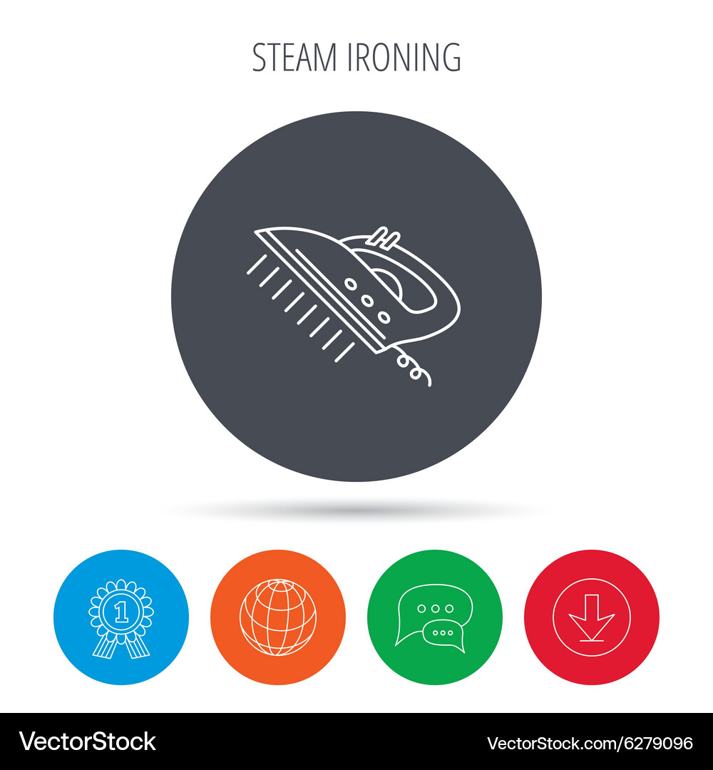 Steam ironing icon iron housework tool sign Vector Image