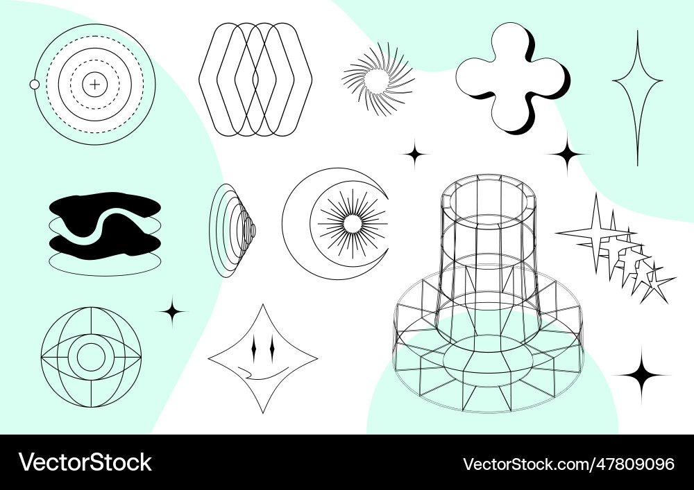 Universal trendy y2k abstract geometric shapes Vector Image