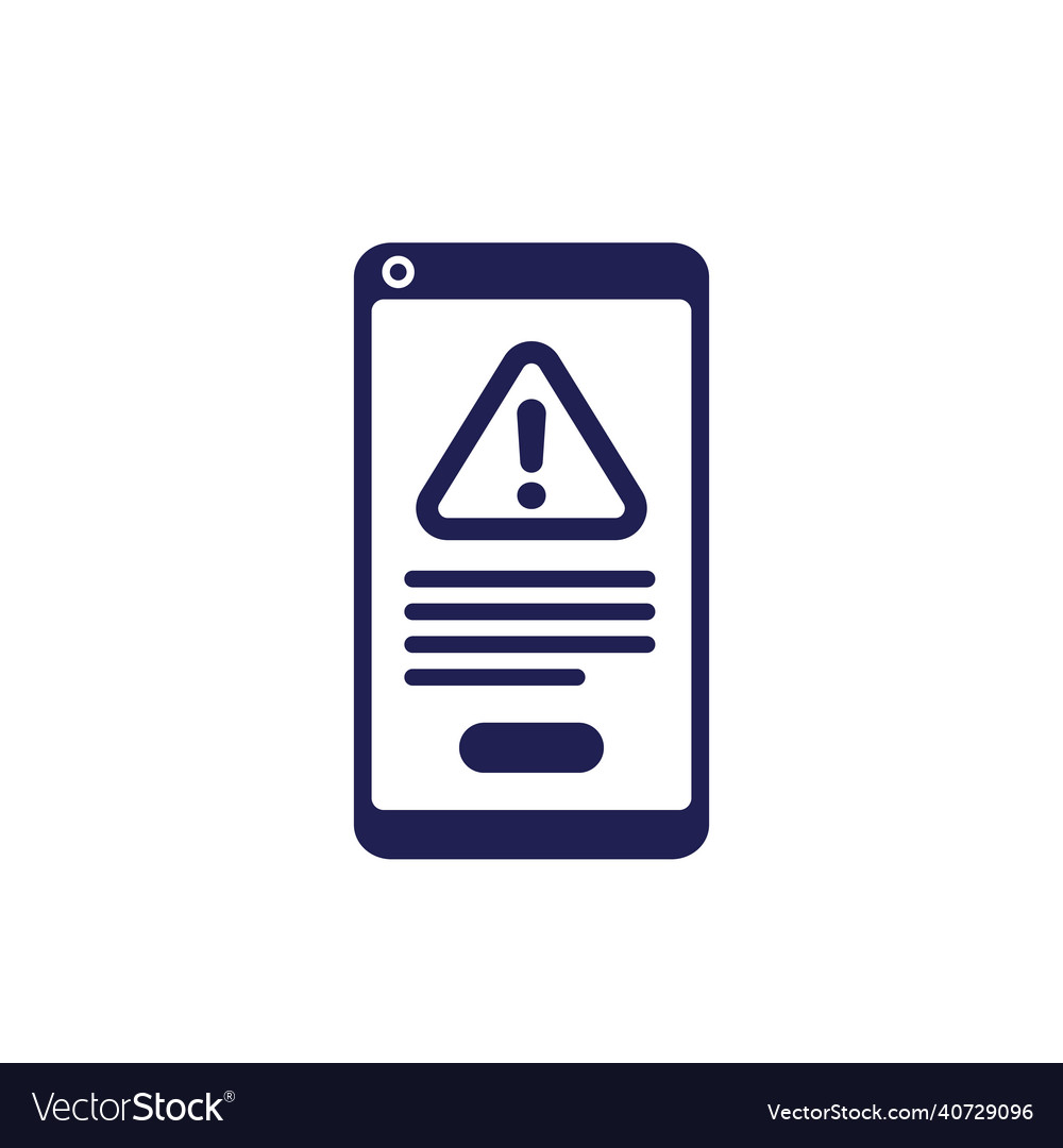 Warning error icon with a phone Royalty Free Vector Image