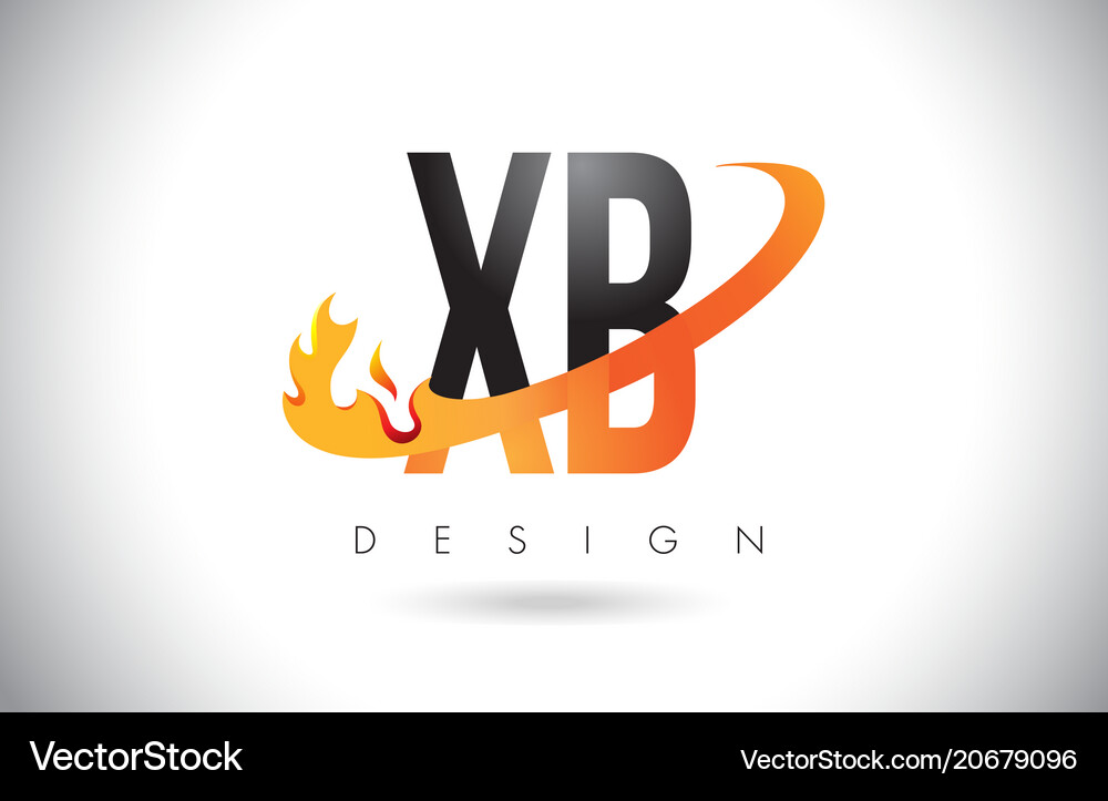 Xb x b letter logo with fire flames design Vector Image