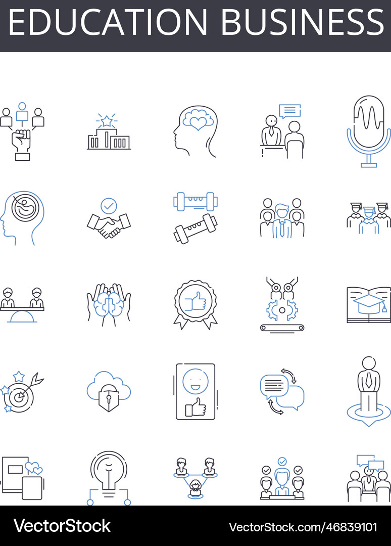 Education business line icons collection learning Vector Image