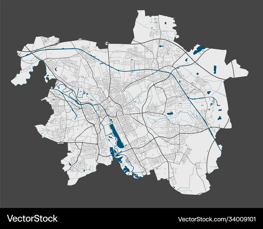 Hannover map detailed map city poster Royalty Free Vector