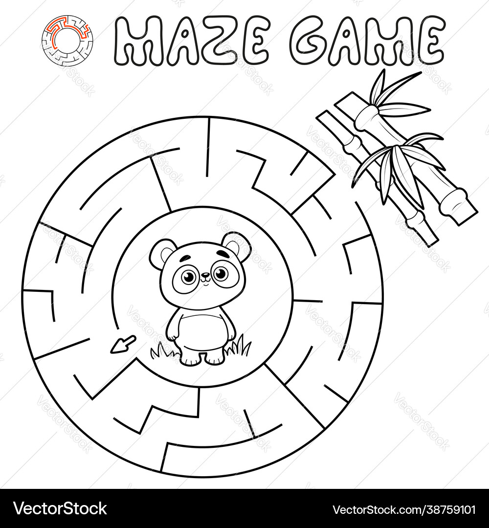 Maze puzzle game for children outline circle Vector Image