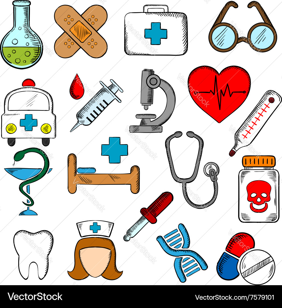 Medicine and medication icons set Royalty Free Vector Image