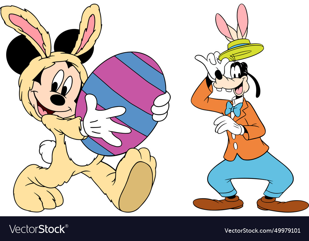 Mickey mouse cartoon easter Royalty Free Vector Image