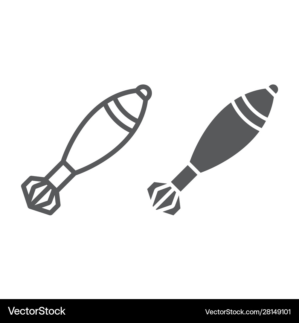 Mortar shell line and glyph icon army and weapon Vector Image