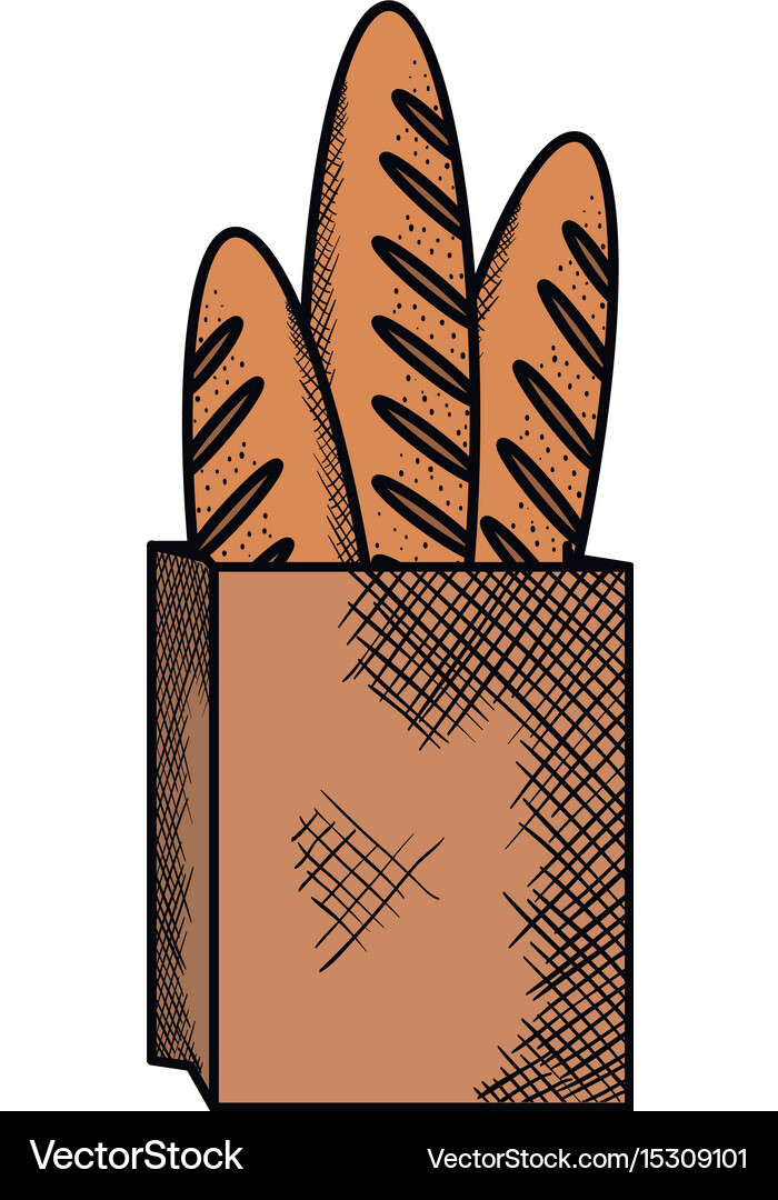 Paper bag for bread french Royalty Free Vector Image