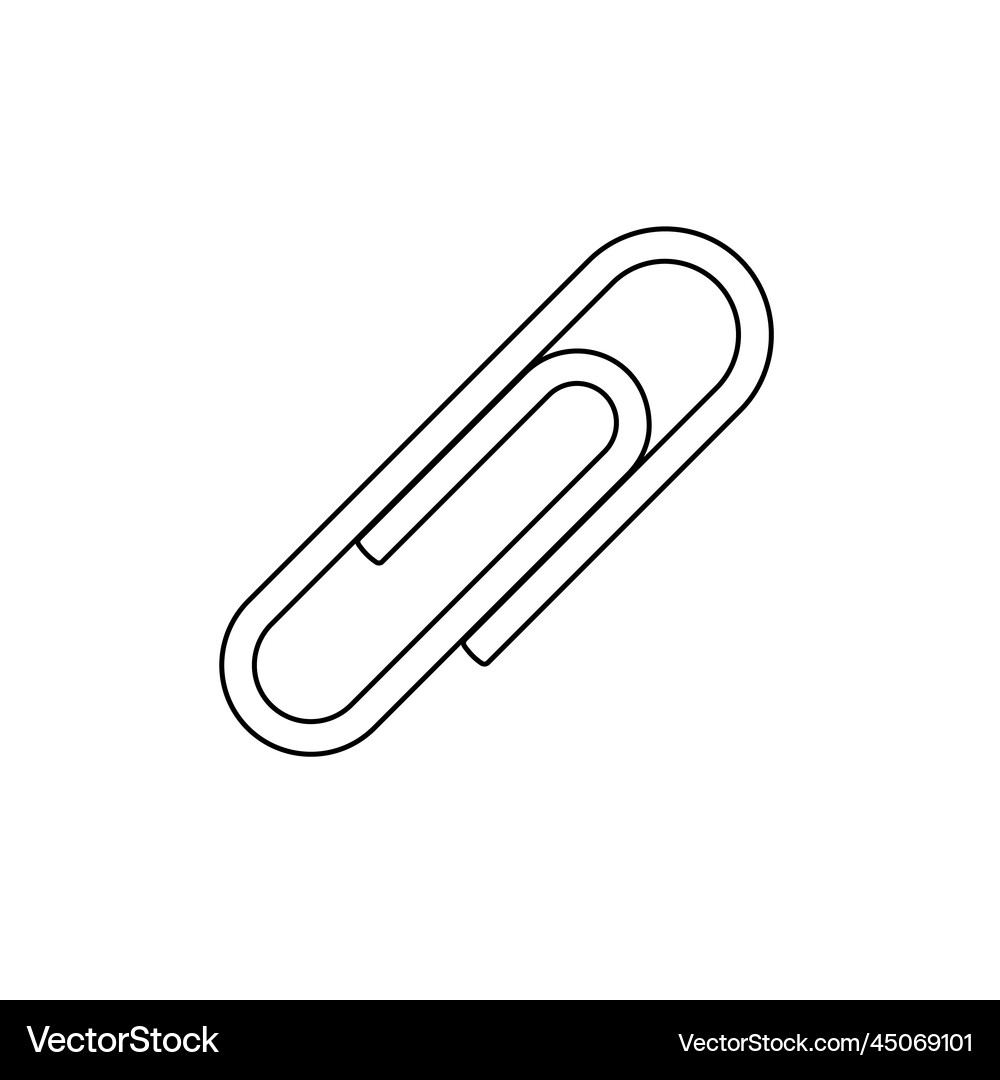 Paper clip outline icon on white background Vector Image