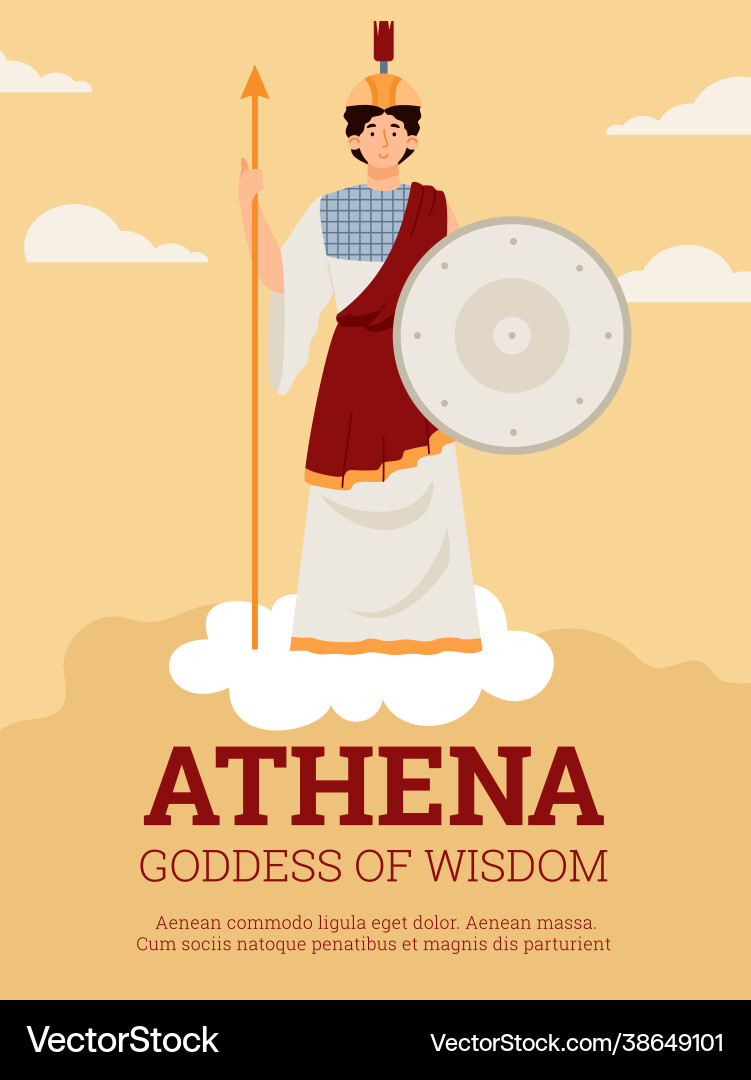 Poster with athena goddess wisdom warfare Vector Image