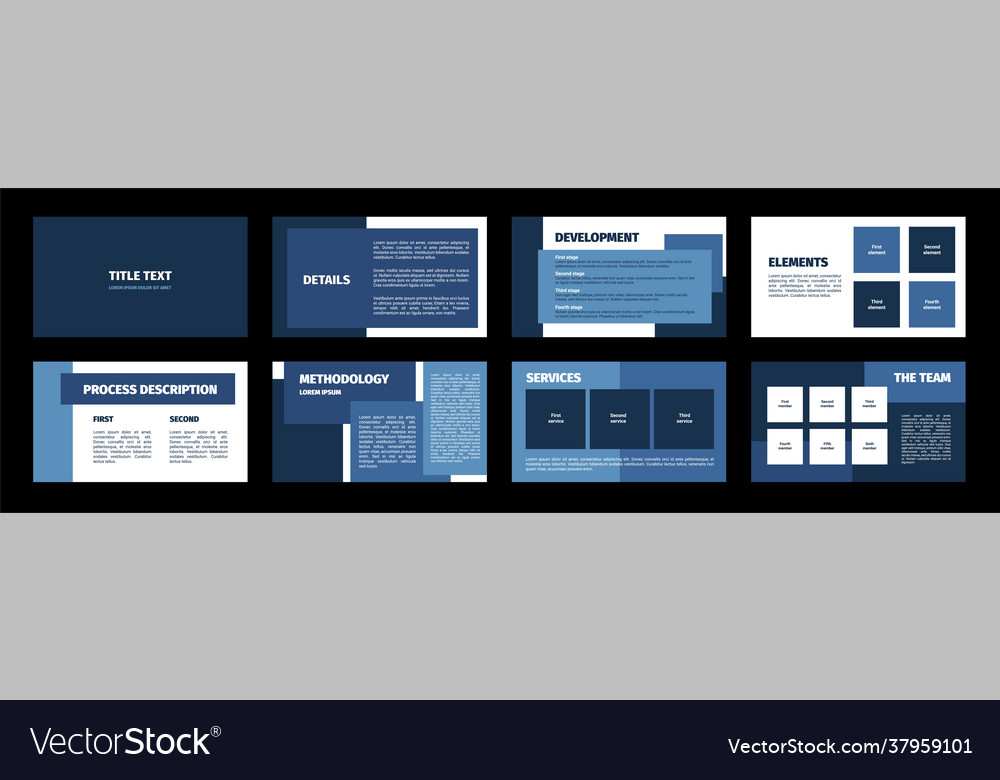 Presentation template blue rectangles flat design Vector Image