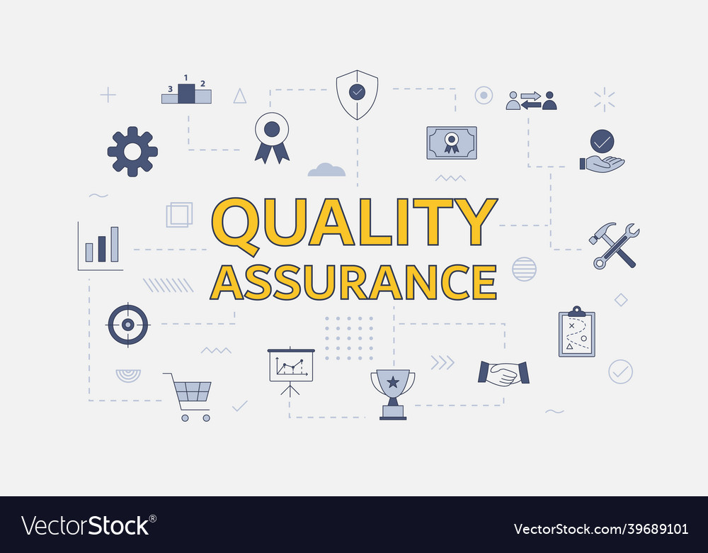 Qa quality assurance concept with icon set Vector Image
