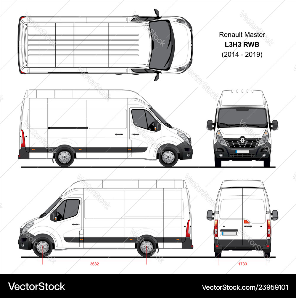 Renault master cargo van l3h3 rwd 2014-2019 Vector Image