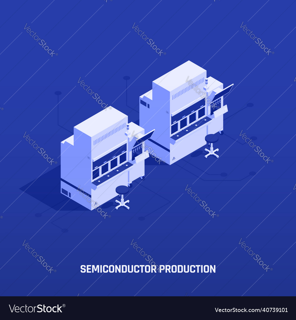 Semiconductor electronic workstations composition Vector Image
